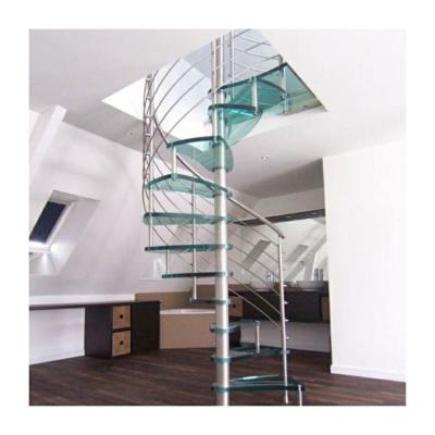 China House project stair and railing parts internal glass treads spiral staircase for sale
