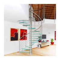China House project stair and railing parts internal glass treads spiral staircase for sale