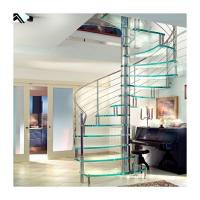 China Foshan stair railing designs glass tread spiral staircase for sale