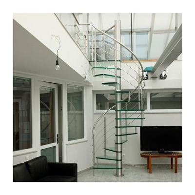 China Factory supplying high quality steel staircase cutomized glass spiral stairs for sale