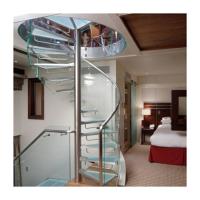 China China supplier steel stair railing design led strip lights glass spiral staircase for sale