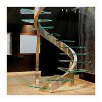 China Apartment wireless led stair lights tempered glass spiral staircase design for sale