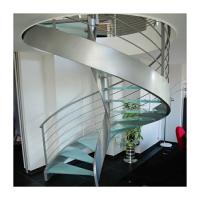China Factory sale indoor stair handrail design glass treads used spiral staircase for sale