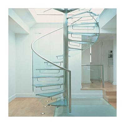 China Manufacturer steel round staircase laminated glass metal spiral stairs for sale