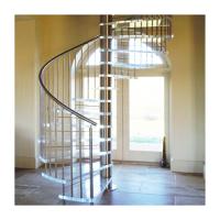 China Manufacturer steel round staircase laminated glass metal spiral stairs for sale