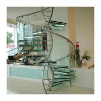 China Household individual  black powder coated staircase glass wood spiral stairs for sale