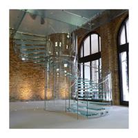 China Household individual  black powder coated staircase glass wood spiral stairs for sale