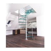 China Townhouse interior home stair railings spiral staircase of glass for sale