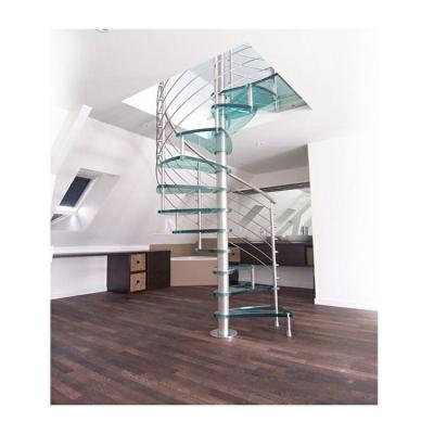 China Townhouse interior home stair railings spiral staircase of glass for sale