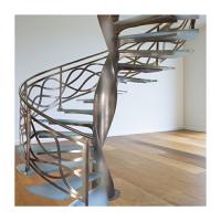 China Townhouse interior home stair railings spiral staircase of glass for sale