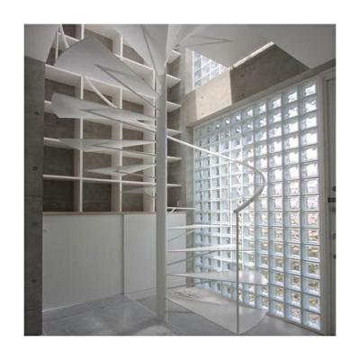China Townhouse industrial steel staircase glass tread spiral stairs for sale