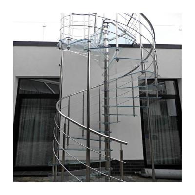 China China supplier villa steel staircase tempered glass spiral stairs for sale