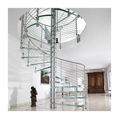 China China supplier stainless steel stair design glass wood spiral staircase for sale