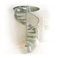 China Apartment steel stair spiral staircase glass railing for sale