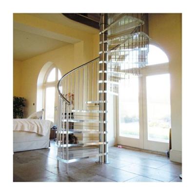 China Original factory outdoor stair villa design spiral staircase with glass tread for sale