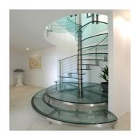 China Original factory outdoor stair villa design spiral staircase with glass tread for sale