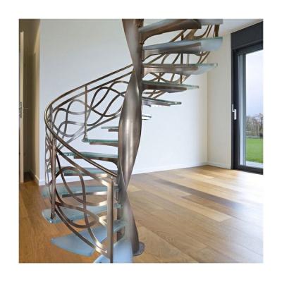 China Manufacturer decorative circle stairs spiral stair glass steps for sale