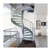 China Made in China carbon steel stair modern glass spiral staircase for sale