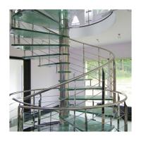 China Made in China carbon steel stair modern glass spiral staircase for sale