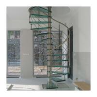 China Made in China carbon steel stair modern glass spiral staircase for sale