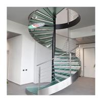 China Condominium round stairs glass spiral stair foshan for sale