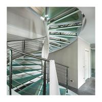 China Condominium round stairs glass spiral stair foshan for sale