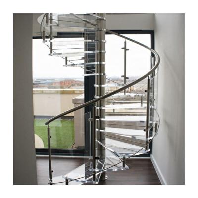 China Foshan factory residantial steel stairs laminated glass spiral stair for sale