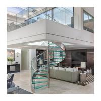China Foshan factory residantial steel stairs laminated glass spiral stair for sale