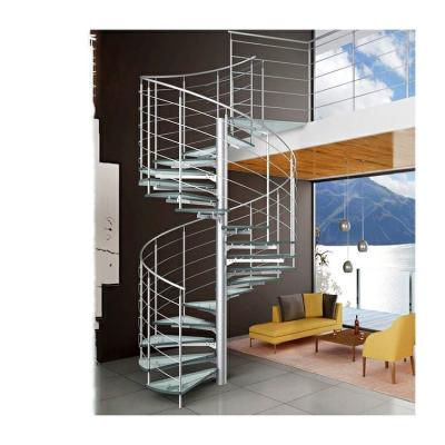 China Factory stainless steel cable balustrade stairs spiral stair with glass railing for sale