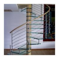 China Factory stainless steel cable balustrade stairs spiral stair with glass railing for sale