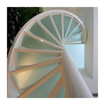 China Factory supply outdoor aluminum stainless steel stairs crystal glass small spiral stair for sale
