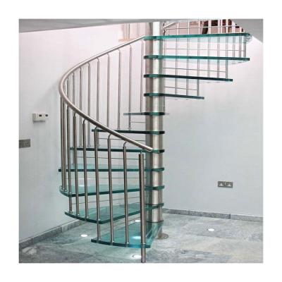 China House project stair ceiling light Ultra glass spiral staircase for sale