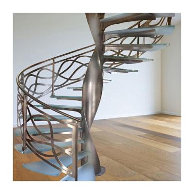 China Factory sale indoor stair railings diy modern spiral glass staircase for sale