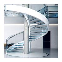 China Villa stairs grill design stainless steel glass spiral stair for sale