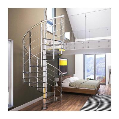 China Foshan models stairs indoors glass wood spiral stair for sale