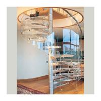 China Foshan models stairs indoors glass wood spiral stair for sale