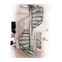 China Apartment steel structure stairs curve glass spiral balustrade for sale