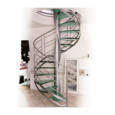 China Apartment steel structure stairs curve glass spiral balustrade for sale