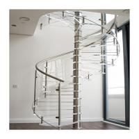 China Apartment rounded stairs design tempered glass tread spiral stair for sale