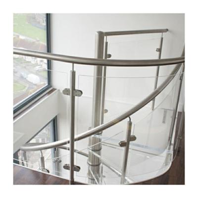 China China factory bent tube railing stairs glass spiral stair case for sale