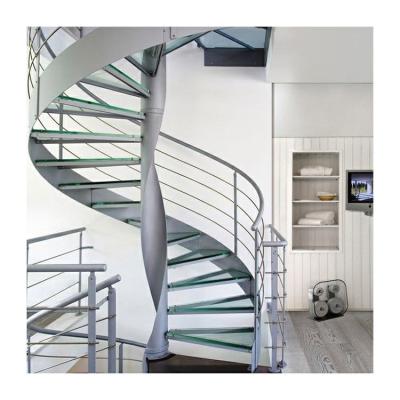 China Wholesale agent black stair railing outdoor spiral glass staircase for sale