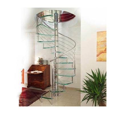 China Factory stairs railing design spiral stair glass step for sale