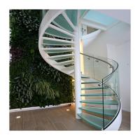 China Apartment stainless steel circle stairs europe modern glass spiral stair for sale
