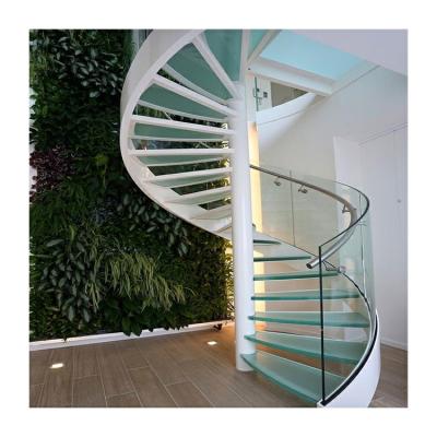 China Apartment stainless steel circle stairs europe modern glass spiral stair for sale