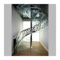 China Original factory loft stairs steel glass spiral stair for sale