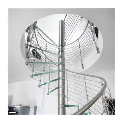 China House project stairs pendant light tempered indoor diy glass spiral stair for sale