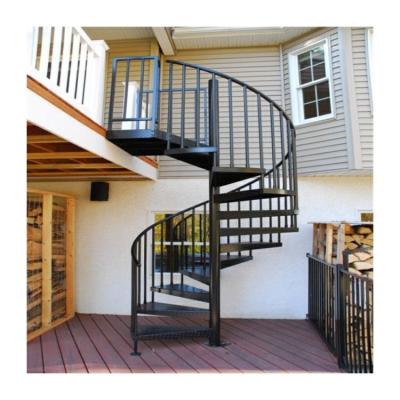 China Wrought iron flowers and leaves steel concrete stairs metal tread spiral staircase for sale