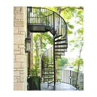 China Decorative metal handrails wrought iron stair mild steel glass spiral staircase for sale