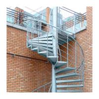 China Decorative metal handrails wrought iron stair mild steel glass spiral staircase for sale