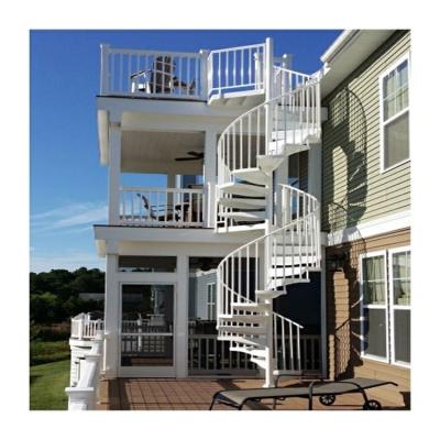 China Decorative wrought iron fittings stair with strong carbon steel beam spiral staircase metal for sale